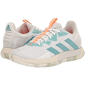adidas Women's SoleMatch Control Tennis Shoe, White/Mint Ton/Orbit Grey, 9.5