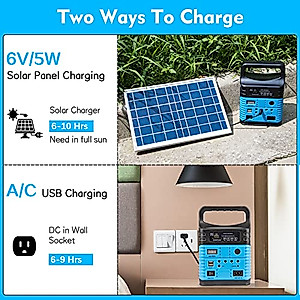 Solar Generator - Portable Power Station for Emergency Power Supply,Portable Generators for Camping,Home Use&Outdoor,Solar Powered Generator With Panel Including 3 Sets LED Light (blue)