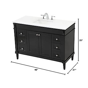 Elegant Decor Indoor Modern Under Sink Bathroom Fixtures Storage Organizer Cabinet 48 inch Single Bathroom Vanity - Black