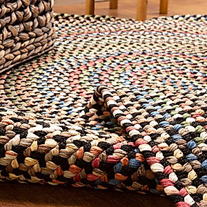 Super Area Rugs Roxbury American Made Braided Rug for Indoor Outdoor Spaces, Charcoal/Natural Multi, 2' X 3' Oval