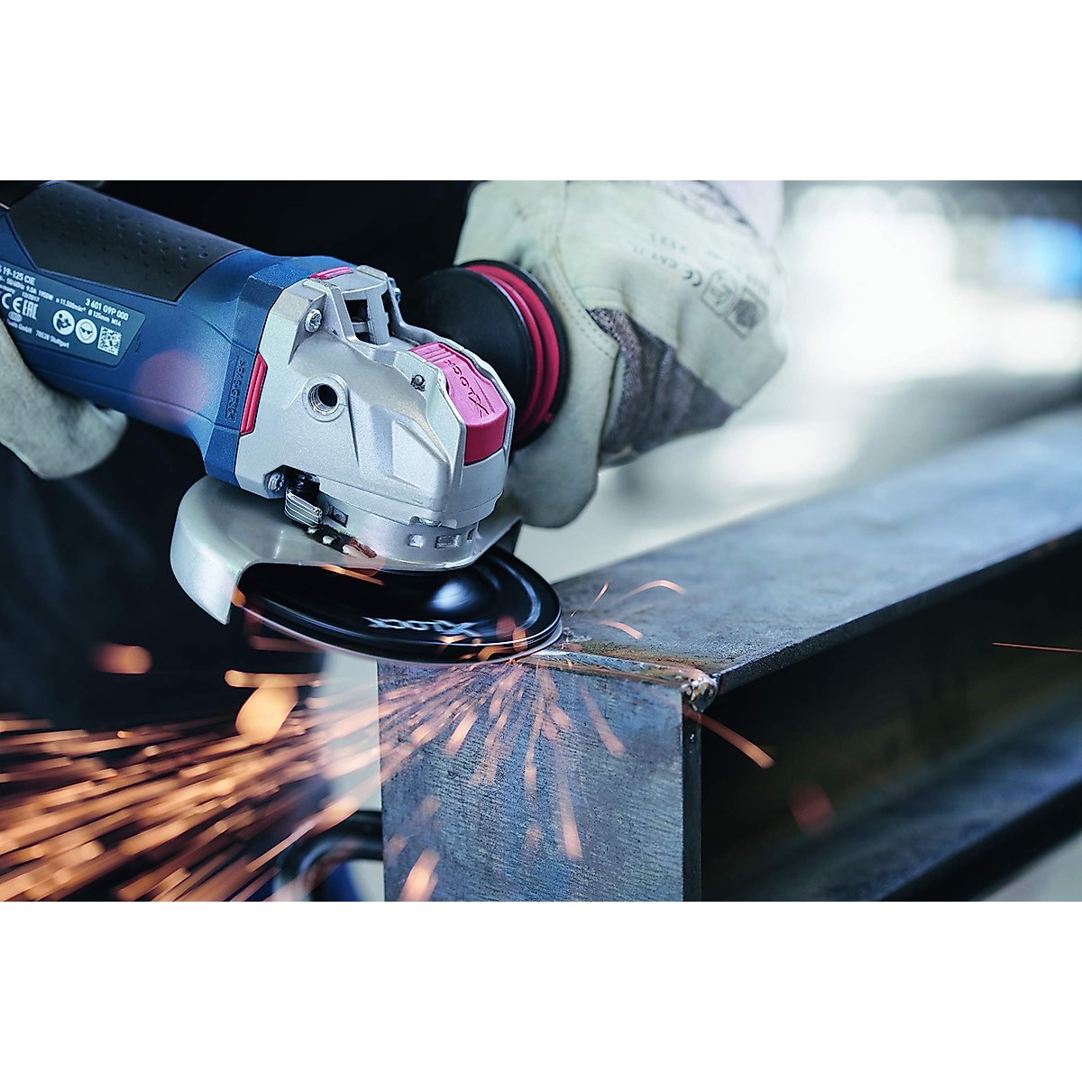 Bosch GWX13-50VSP 5 In. X-LOCK Variable-Speed Angle Grinder with Paddle Switch with Bosch MGX0500 5 In. X-LOCK Backing Pad with X-LOCK Clip - Medium Hardness