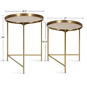 Kate and Laurel Ulani Round Metal Nesting Accent Tables, 2 Piece, Gold