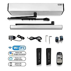 Smart WiFi APP Control Automatic Door Opener by Olideauto,WiFi Built in Receiver Olide-510FW,Compatible with Alexa,Google Assistant Voice Control Auto Door with Wireless Push Panels