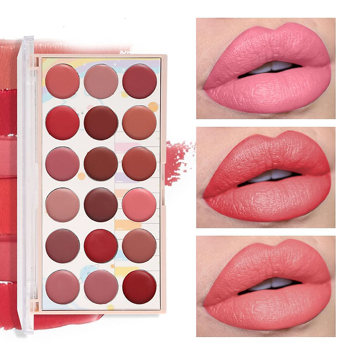 MYUANGO Matte Lipstick Makeup Palette, 18 Colors Matte Long-Lasting Wear Non-Stick Cup Not Fade Waterproof Lip Color Moisturize Lipstick