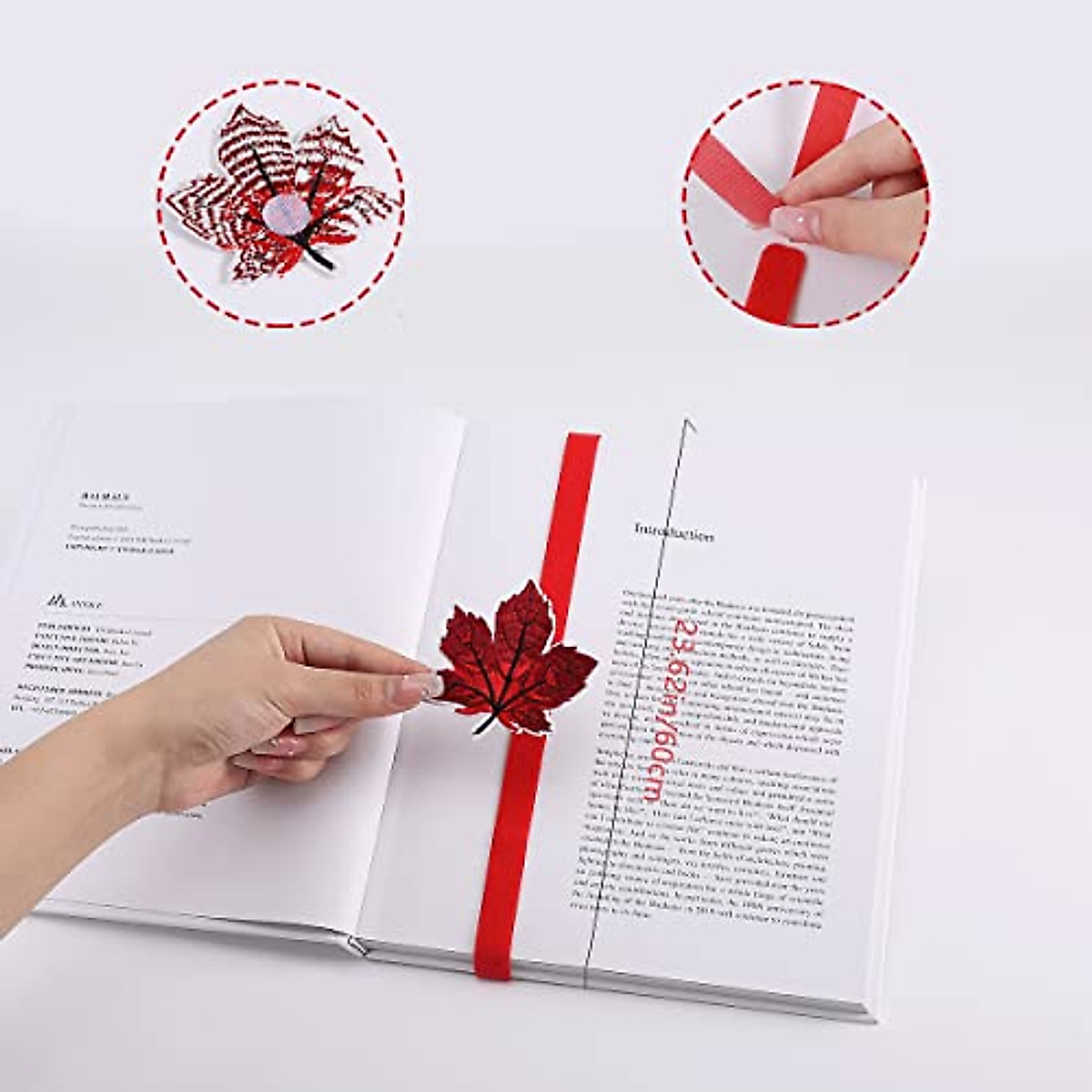 Jarrah Ning Maple Leaf Closure Bands Bookmarks,Adjustable Book Tape，4 peck. Pretty Book Marks for Books, Planners, Notebooks. Book Markers for Women,Mom,Girl.