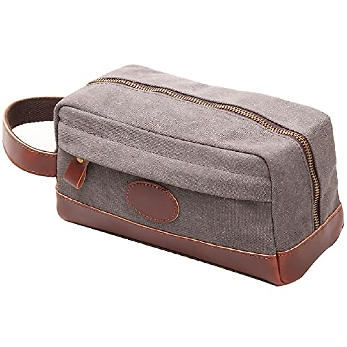 IBLUE Toiletry Bag Leather and Canvas Travel Dopp Kit Bathroom Shaving Organizer for Men&Women Travel Accessories,B03 (BLACK)