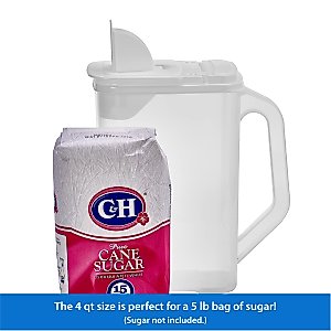 Buddeez Flour and Sugar Container - 4 Quart All Purpose Kitchen Organization and Storage Unit, Dry Storage Container For Kitchen, Large Food Storage Container for Organizing Your Pantry (White Lid)
