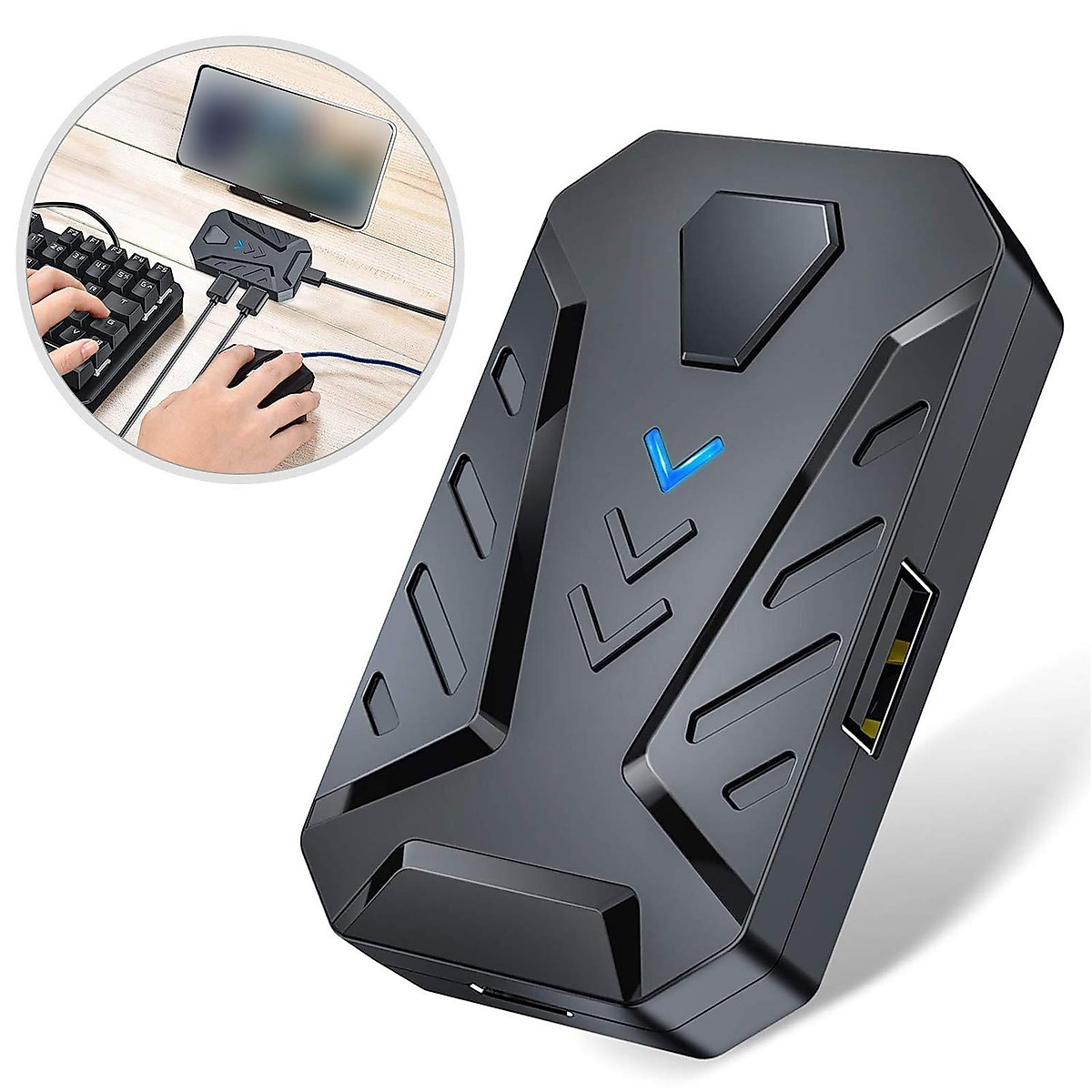Gaming Keyboard Mouse Converter,USB 2.0 Mobile Gaming Keyboard Mouse Converter Adapter,Bluetooth 4.0,with Adjustable Stand,for Android Systerm(Black)
