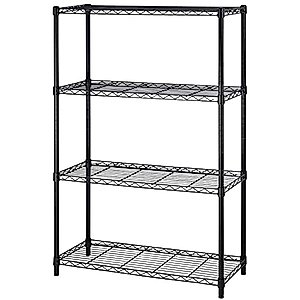 Lucky Shop 4-Shelf Shelving Storage Unit Heavy Duty Metal Organizer Wire Rack, Unit Storage Shelves Metal with Leveling Feet, Height Adjustable Heavy Duty Shelving Rack, for Storage