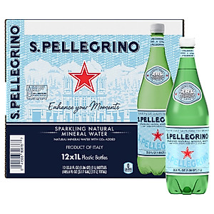 S.Pellegrino Sparkling Natural Mineral Water, 33.8 fl oz. Plastic Bottles (Pack of 12)