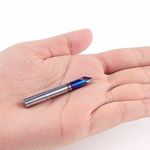 EANOSIC 60 Degree V Groove Router Bit 1/4 Inch Shank, 3-Flute Nano Blue Coated Solid Carbide V Router Bit for CNC Engraving and Chamfering