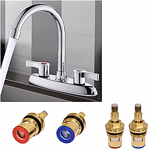 Brass Ceramic Disc Insert Gland Cartridge Replacement Tap Valves Hot and Cold Water 1/4 Quarter Turn 20 Teeth G 1/2Inch