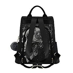 NFMILI Punk Skull Women Casual Backpack Anti Theft School Travel Daily Daypacks 15 inch Modern Simple Purse with Fuzz Ball Key Chain