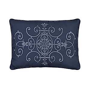 VUE Bensonhurst Modern Embroidered Rectangular Decorative Euro Sham Pillow Case, 20" x 36", Blue