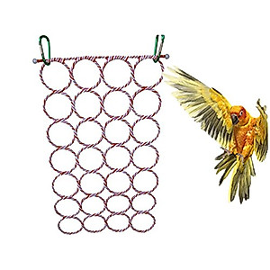 Keersi Cotton Rope Ladder Hammock Toy for Bird Parrot Parakeet Cockatiel Conure Cockatoo African Grey Macaw Eclectus Amazon Lovebird Finch Canary Budgie Cage Perch Stand Swing Hamster Rat Tunnel