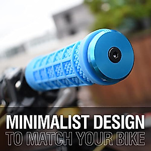 MARQUE MTB Handlebar Plug Ends – Mountain Bike Bar End Plugs for Straight Handlebars, MTB Accessories End Caps, Expandable Adjustable Locking Mechanism Also Suitable for BMX, 2 Per Set (Blue)