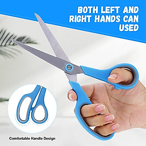 Scissors, Dushco 8.5 Inch Multipurpose Scissors Bulk Set of 3 Pack, Ultra Durable and Sharp 2.5mm Thick Scissors for Office Home School Sewing Fabric Craft Supplies, Soft Comfort-Grip Right/Left Hand