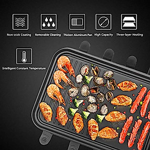 Indoor Grill Smokeless Korean BBQ Grill 2 IN 1 Griddle Electric Grill Raclette Table Grill Kitchen Appliances with 8 Mini Grill Cheese Pans Christmas Gift Removable Non-Stick Temperature Control,1500W