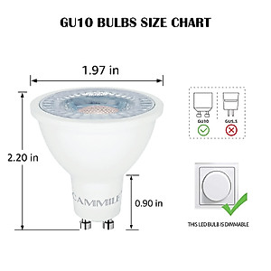 CAMMILE GU10 LED Bulbs Dimmable, 50W Halogen Equivalent, 7W 630LM Spot Light Bulb, 3000K Soft Warm White, LED Replacement Bulb for Track&Recessed Lighting, 40 Degree Beam Angle, Pack of 6
