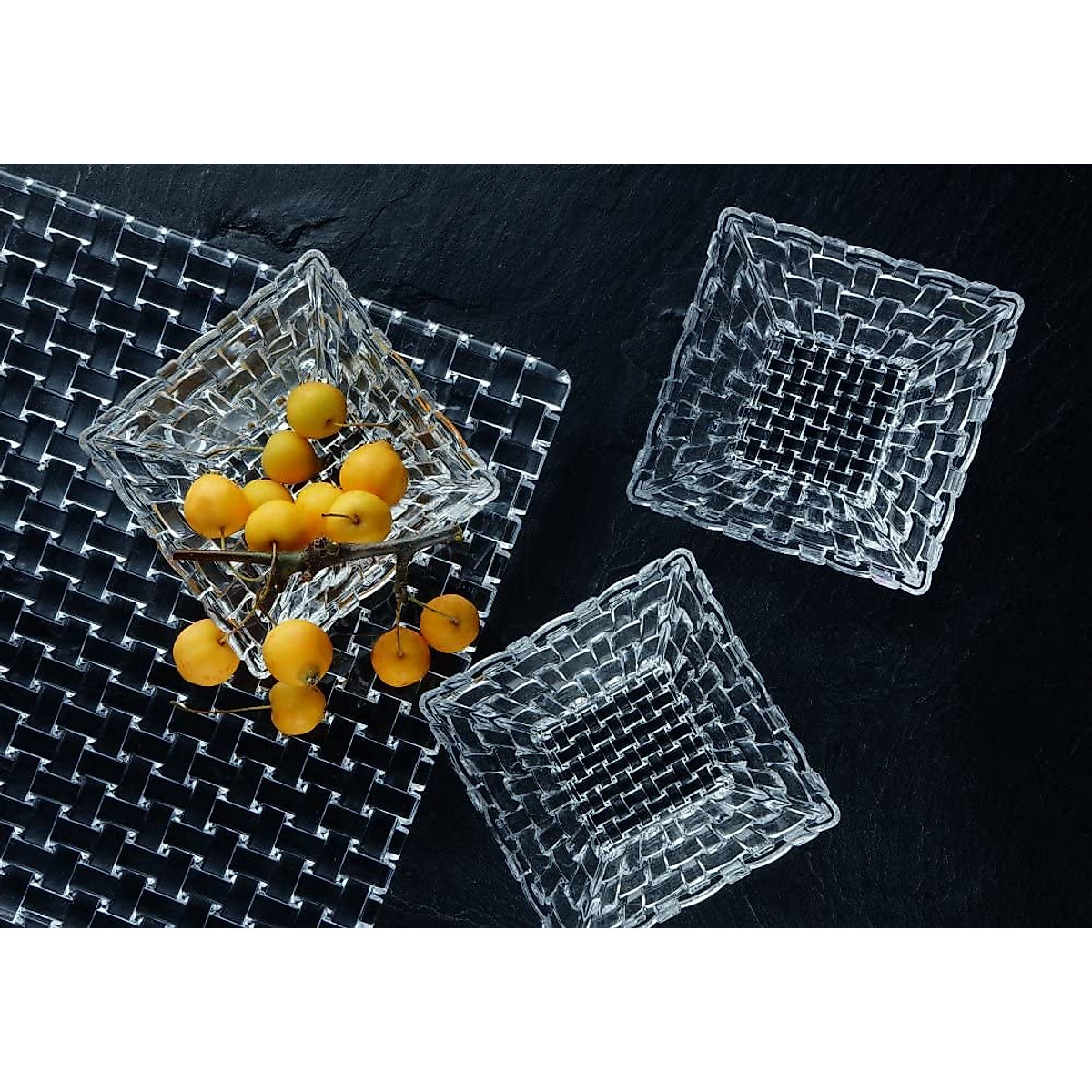 Nachtmann Bossa Nova Collection Dip Bowl Set of 4, Square, 3-Inch, Bowl for Dipping Sauce, Snacks, and Nuts, Chip and Dip Dish, Crystal Clear Glass, Dishwasher Safe