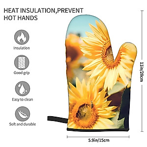 Custom 2PCS Oven Mitts for Kitchen Personalized Your Own Image Photo Logo Text Heat Resistant Kitchen Oven Glove for Kitchen Cooking Baking BBQ