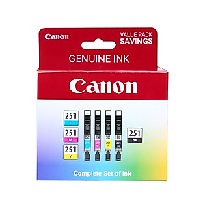 Canon CLI-251 BK/CMY 4PK Compatible to MG6320, iP7220, MG5420, MX922, MG7120, MG6420, MG5520, iX6820, iP8720, MG7520, MG6620, MG5620