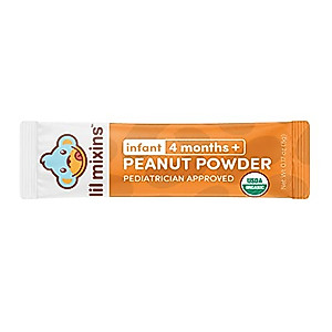 Lil Mixins Early Allergen Introduction Powder, Peanut | Baby Stage 1-3, For Infants & Babies 4-12 Mo., Support Healthy Food Tolerance | Individual Packets, 2 Month Supply