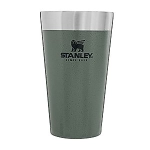 STANLEY Adventure Stacking Beer Pint 0.47L - Travel Mug Keeps Beer Cold For 4 Hours - Stainless Steel Beer Mug - Stacks Infinitely - Double Wall Vacuum Insulation - Dishwasher Safe - Hammertone Green
