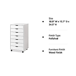 DEVAISE 7-Drawer Chest, Wood Storage Dresser Cabinet with Wheels, White