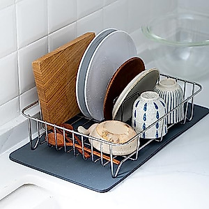 Taiyang Drying Mat for Kitchen Counter, Absorbent Drainer Mats, Dish Drying Pad with Non-Slip Bottom, Heat-Resistant, Suitable for Kitchen, Pet Drinking, Diatom Mud Mat(Graphite Black, 12"x16")