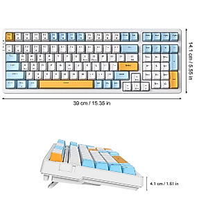 Merdia Wireless Mechanical Keyboard, Triple Mode 2.4G/USB-C/BT Gaming Keyboard 100 Keys Ice-Blue Backlit Brown Switch Keyboard | Rechargeable Keyboard | Mechanical Gaming Keyboard | Ice Blue/W/Y