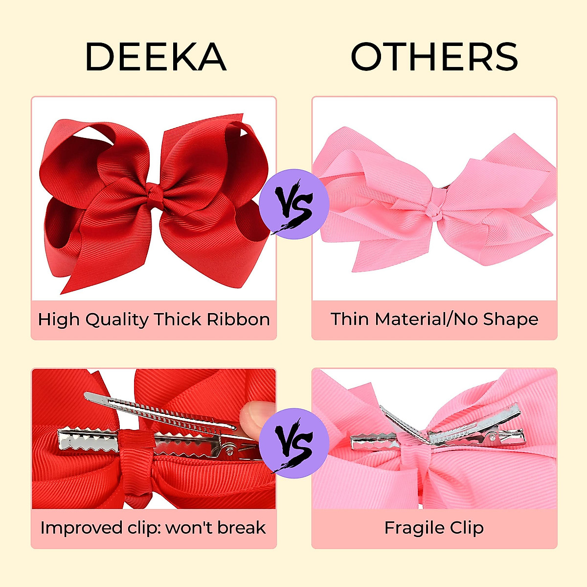 DEEKA 20 PCS Multi-colored 6" Hand-made Grosgrain Ribbon Hair Bow Alligator Clips Hair Accessories for Little Girls