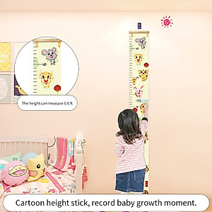 by Unbranded Growth Chart for Kids,Upgrade Removable Baby Growth Chart for Wall with Marker Stickers,Hooks,Canvas Height Measuring Rulers for Boys Girls (Dinosaur)