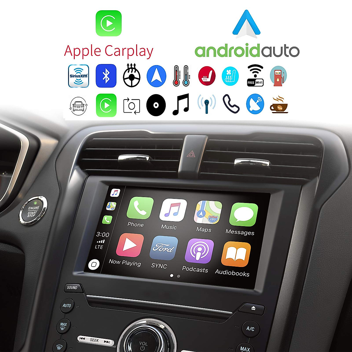 2021 SYNC 3 Upgrade Kit, Fits for 2016 Ford F-250, SYNC 2 to SYNC3.4 MyFord Touch (MFT) Support Carplay,Including 8 Inch Screen, GPS Navigation Antenna,APIM Module,USB Hub,NA 220 MAP