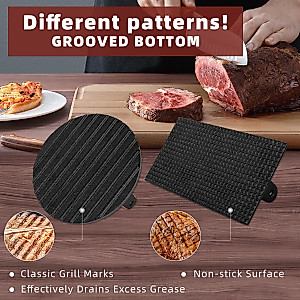 LWWTBS Burger Press Heavy-Duty Cast Iron Smashed Meat Steak Weight Grill Griddle Press (7" Round & 8.2"X4.3" Rectangle) with Wood Handle for Blackstone Griddle