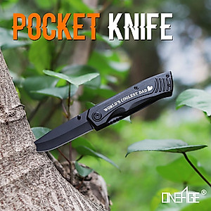 ONEAGE Fathers Day Gift for Dad Husband - 'World's Coolest Dad' Pocket Knife - Dad Gifts from Daughter & Son,Unique Birthday & Dad's Gift Idea,Gifts for Dad,Best Dad Gifts.