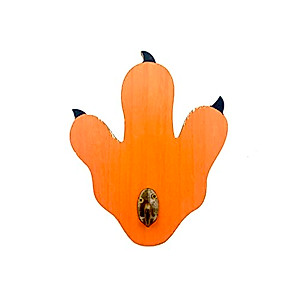 Dinosaur Footprint Kids Coat Hanger - Dino Decorations for Bathroom, Classroom, Kids Playroom, and Dinosaur Nursery Decor - Dinosaur Decor Boys Room Trex Wall Decor - Bright Orange