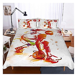 Basketball Bedding Set Twin Size,3D Sports Basketball Duvet Cover Set 2 Piece (1 Duvet Cover 1 Pillowcases) Basketball Bedspread for Kids