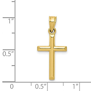 10k Yellow Gold Cross Pendant Charm SMALL - 1 Inch - 24mm x 12mm - Jewelry Gifts For Women Wife Mom Gifts For Men Husband Dad
