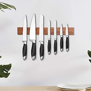 Utoplike 15" Teak Wood Magnetic Knife Strip, Knife Magnetic Holder Wall mounted Rack for Organizing Kitchen, New Upgrade, Powerful Continuous Magnet
