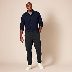 Amazon Essentials Men's Slim-Fit Stretch Cargo Pant (Available in Big & Tall), Black, 34W x 30L