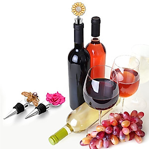 Soleebee 1 Pack Decorative Wine Stoppers, Delicate Diamond-Studded Wine Stopper with Animal and Plant Motifs, Reusable Beverage Bottle Stoppers for Bar, Party, Kitchen Decor (Sunflower)