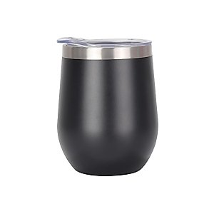 Gteller 12 oz Stainless Steel Wine Tumbler Stemless Glasses with Lid, Double Wall Insulated Travel Mug Perfect for Wine, Coffee, Drinks, Champagne, Cocktails(Black)