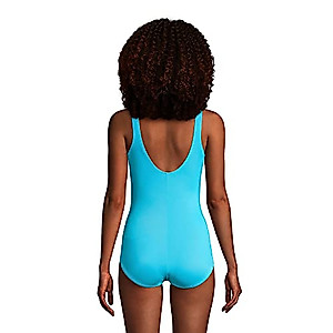 Lands' End Womens Chlorine Resistant Tugless Tank Soft Cup One Piece Swimsuit Control Turquoise Regular 12