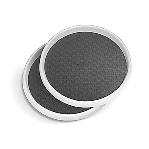 Pretireno Lazy Susan Turntable 2 Pack , Non-Skid Lazy Susan Organizer 10 Inch for Cabinet, Pantry, Kitchen, Countertop, Vanity Display Stand White/Gray