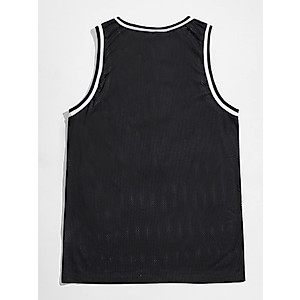 SOLY HUX Men's California Mesh Athletic Basketball Jersey Letter Print Sleeveless Tank Top Black M