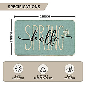 Artoid Mode Blue Hello Spring Daisy Welcome Decorative Doormat, Seasonal Low-Profile Rug Switch Mat for Indoor Outdoor 17x29 Inch