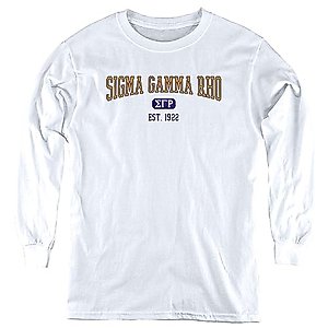 Sigma Gamma Rho Sorority Official Est. Date Youth Long Sleeve T Shirt,White, Small