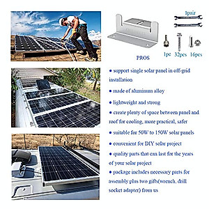 CMYYANGLIN Solar Panel Mounting Brackets Z Bracket, with Nuts and Bolts,Suitable for 50W to 150W Solar Panels on RV,Boats,Motorhome, Cabins, Sheds, Garages,Off Grid, Silver Color, 4 Units (16PCS)