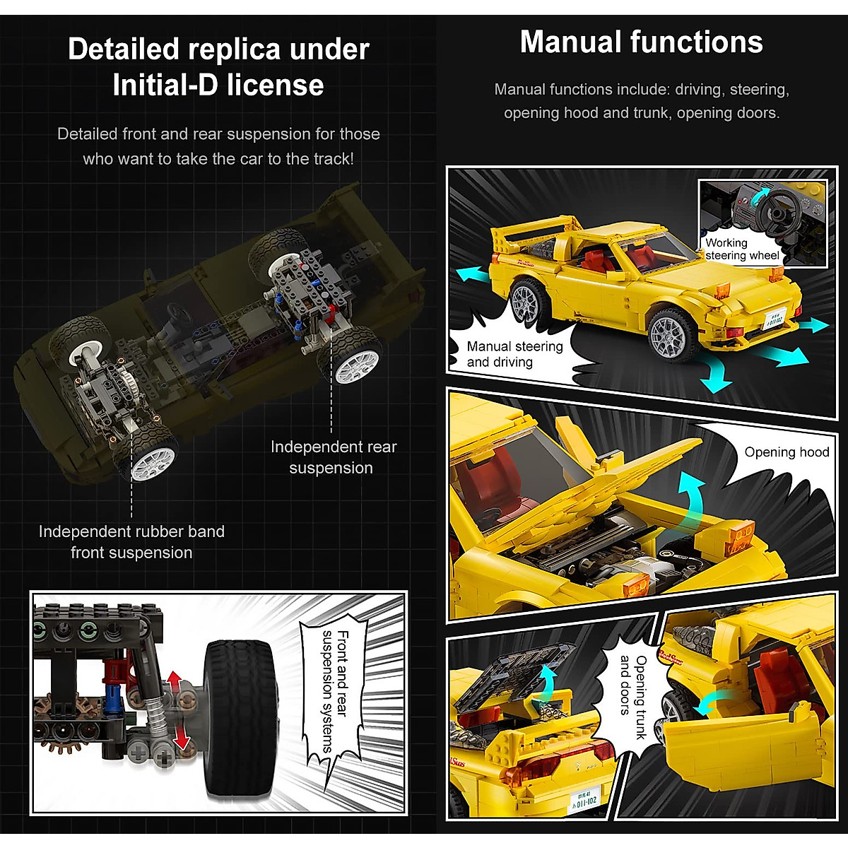 dOMOb Mazda RX-7 FD3S Car Building Kit – Initial-D 25th Anniversary – Realistic Model 1:12 Simulated Build – 1655 pcs Blocks – CaDA Bricks Toys for 8+ Age Kids & Adults – for Boys, Hobbyist, Collector